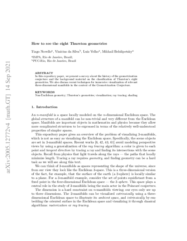 (PDF) How to see the eight Thurston geometries