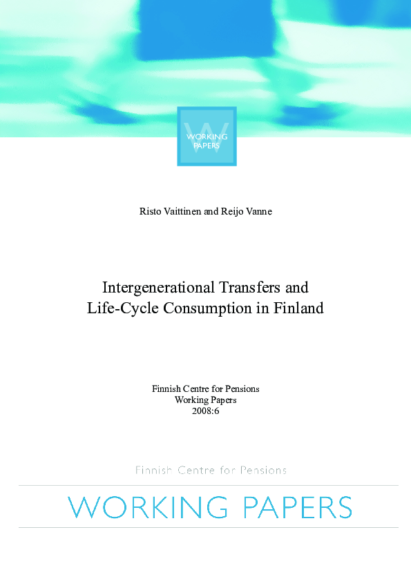 (PDF) Intergenerational transfers and life-cycle consumption in Finland