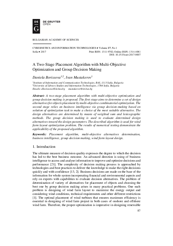 (PDF) A Two-Stage Placement Algorithm with Multi-Objective Optimization ...