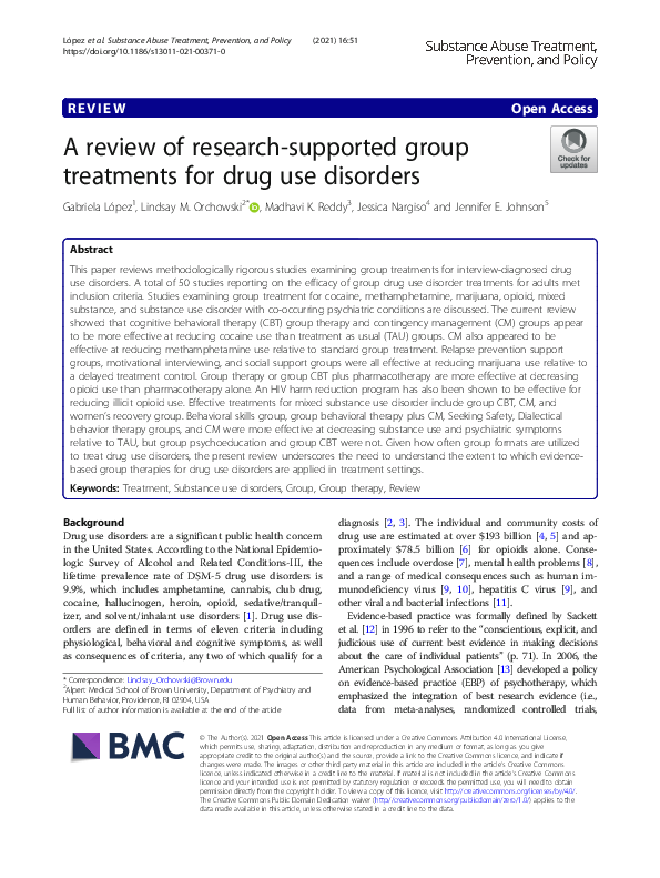 (PDF) A review of research-supported group treatments for drug use ...