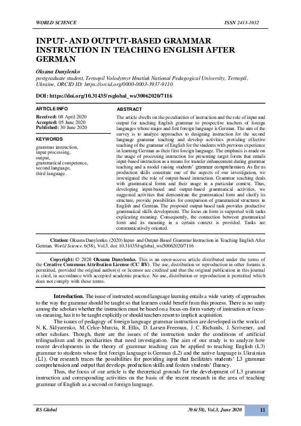 Pdf Effective Grammar Instruction For German Speaking Esl Teachers