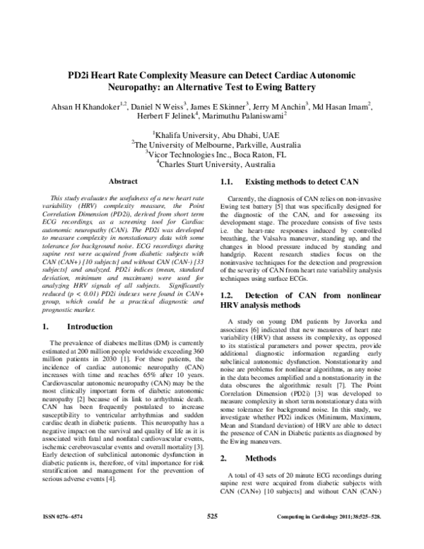 (PDF) PD2i heart rate complexity measure can detect Cardiac autonomic ...