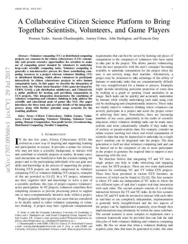 (PDF) A Collaborative Citizen Science Platform to Bring Together ...