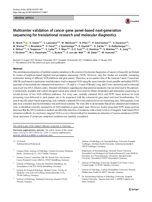 (PDF) Multicenter validation of cancer gene panel-based next-generation sequencing for ...