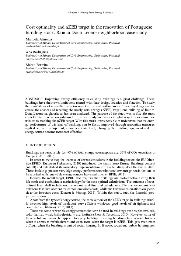 (PDF) Cost optimality and nZEB target in the renovation of Portuguese building stock - Rainha ...