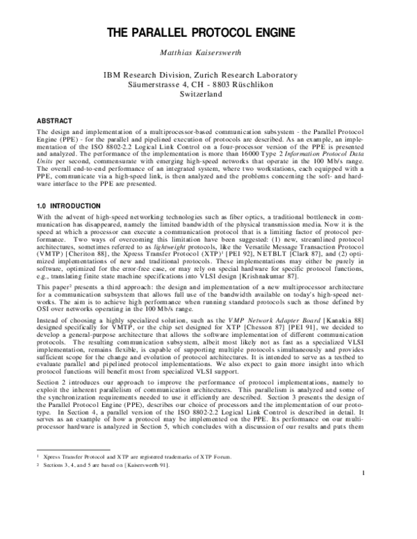 (PDF) The Parallel Protocol Engine