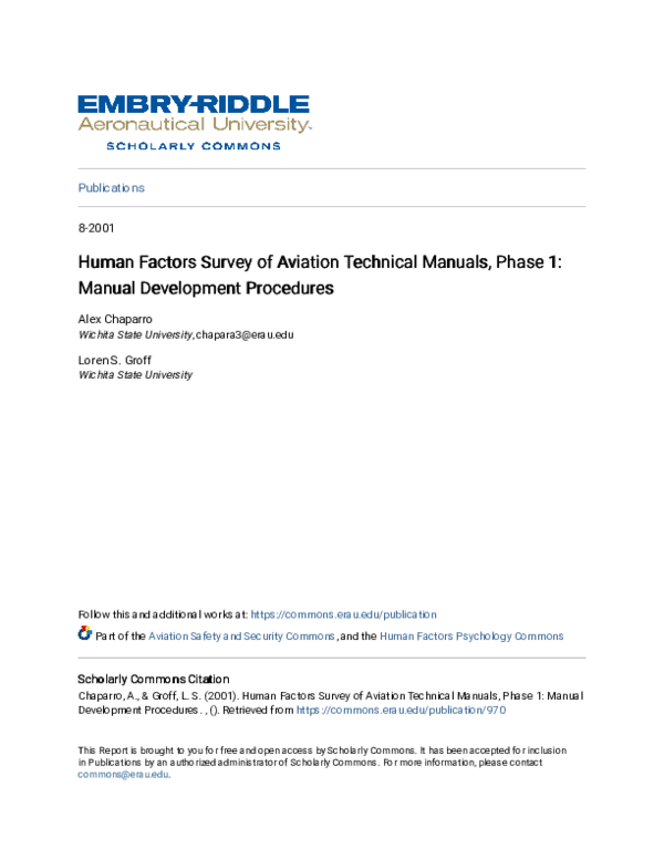 (PDF) Human Factors Survey of Aviation Technical Manuals, Phase 1 ...
