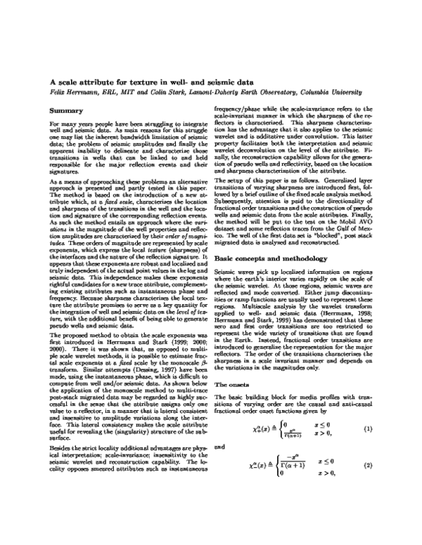 (PDF) A Scale Attribute for Texture in Well and Seismic Data
