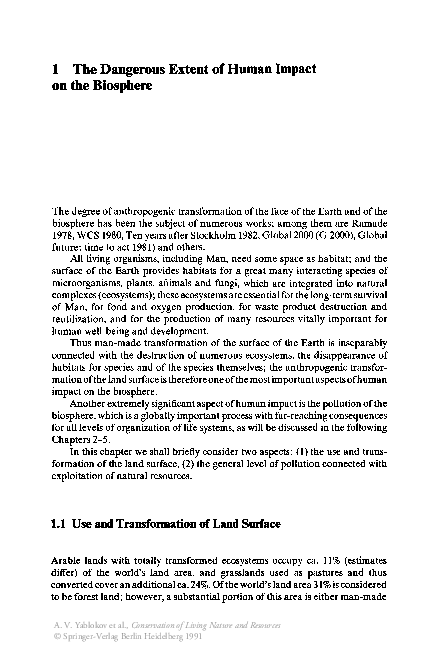 (PDF) The Dangerous Extent of Human Impact on the Biosphere. In ...