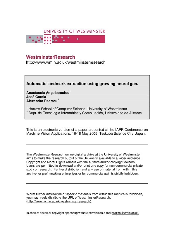 (PDF) Automatic landmark extraction using growing neural gas ... (PDF) Automatic landmark extraction using growing neural gas ...