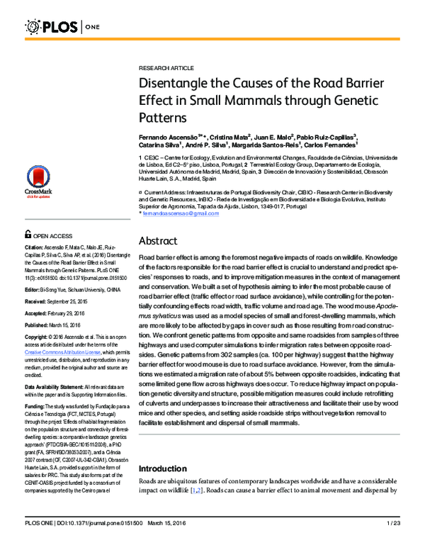 (PDF) Disentangle the Causes of the Road Barrier Effect in Small ...