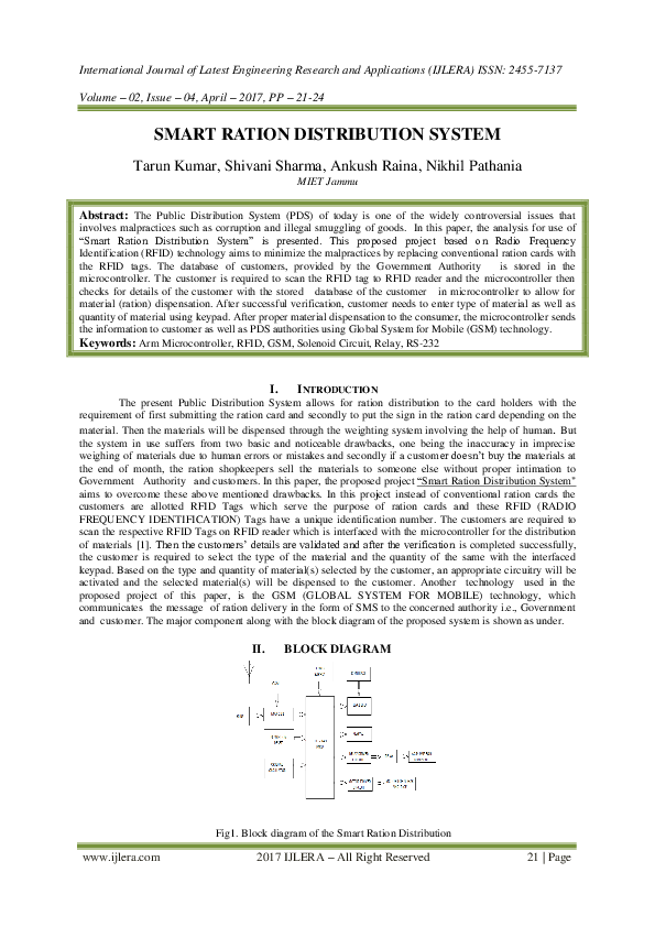 (PDF) Smart Ration Distribution System
