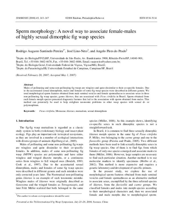 (PDF) Sperm morphology: A novel way to associate female-males of highly ...