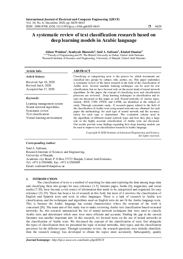 Pdf A Systematic Review Of Text Classification Research Based On Deep