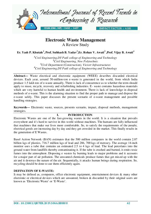 (PDF) Electronic Waste Management