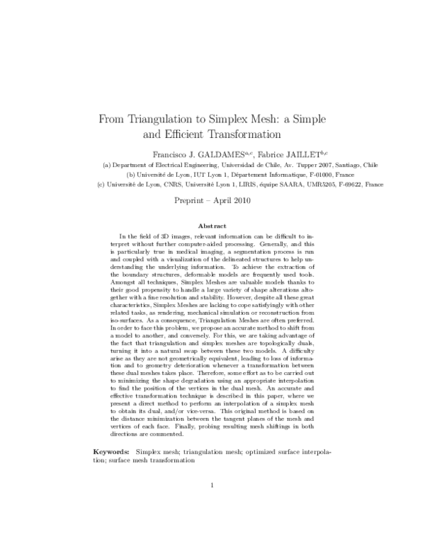 (PDF) From Triangulation to Simplex Mesh : a Simple and Efficient ...