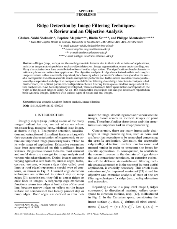 (PDF) Ridge Detection by Image Filtering Techniques: A Review and an ...
