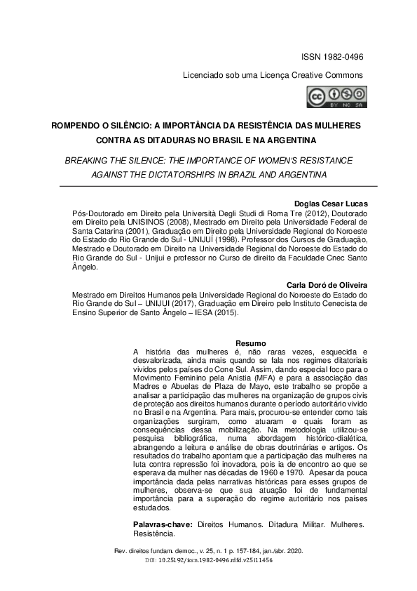 (PDF) Rompendo O Silêncio: A Importância Da Resistência Das Mulheres ...