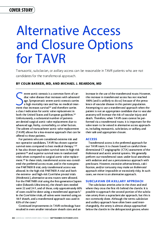 (PDF) Alternative Access and Closure Options for TAVR Transaortic ...
