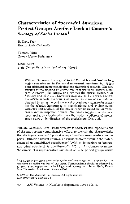 (PDF) Characteristics of Successful American Protest Groups: Another ...