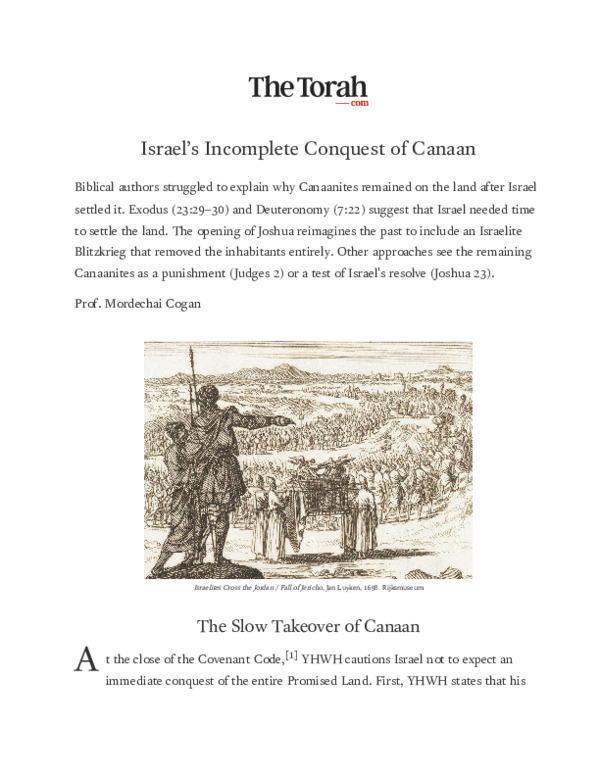 (PDF) Israel's Incomplete Conquest of Canaan. TheTorah