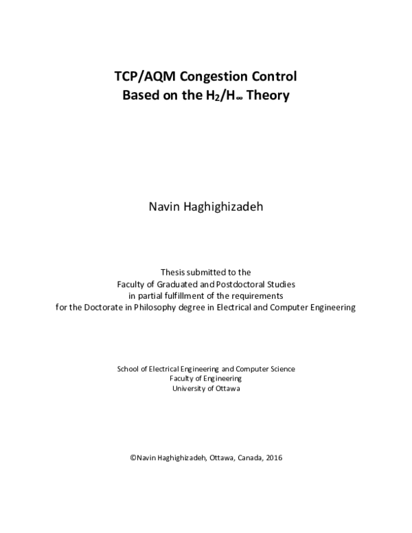 (PDF) TCP/AQM Congestion Control Based on the H2/H∞ Theory