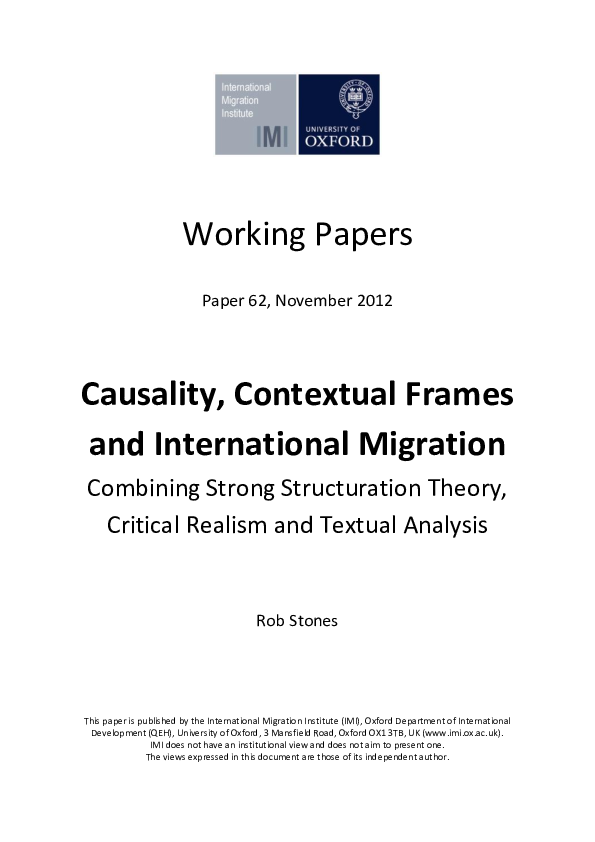 (PDF) Causality, Contextual Frames and International Migration ...