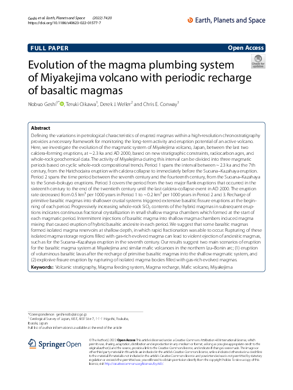 (PDF) Evolution of the magma plumbing system of Miyakejima volcano with periodic recharge of ...