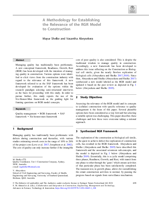 (PDF) A Methodology for Establishing the Relevance of the RGR Model to ...