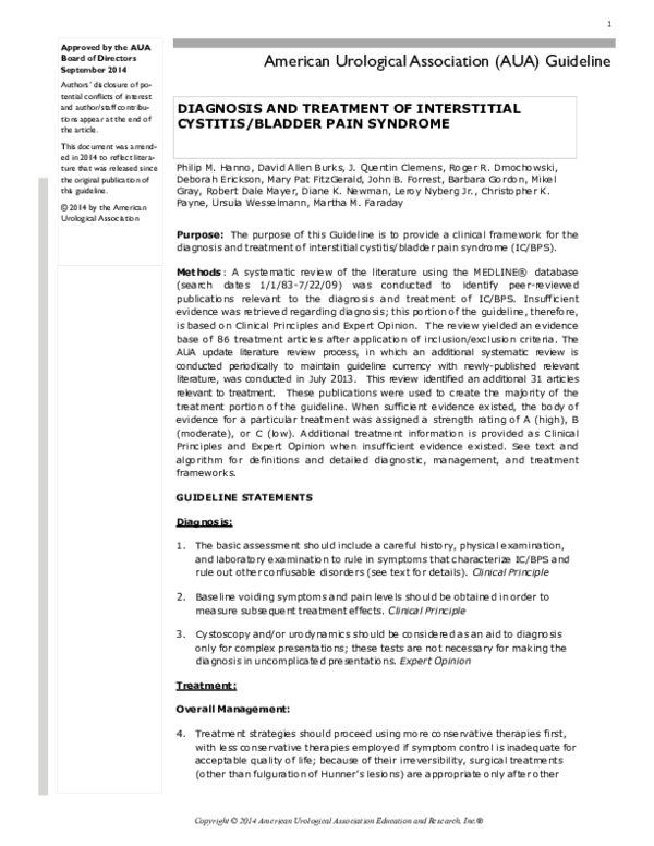 (PDF) American Urological Association ( AUA ) Guideline DIAGNOSIS AND ...