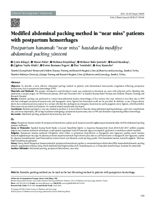 (PDF) Modified abdominal packing method in “near miss” patients with ...