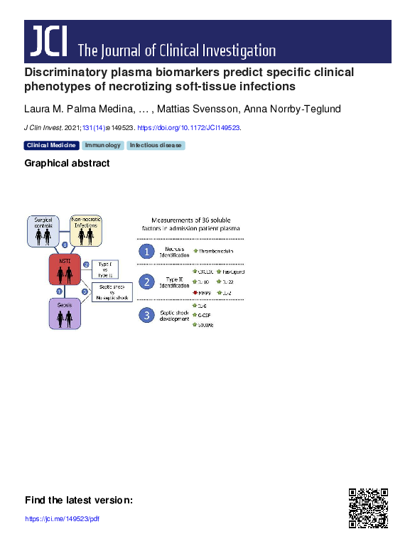 (PDF) Discriminatory plasma biomarkers predict specific clinical ...