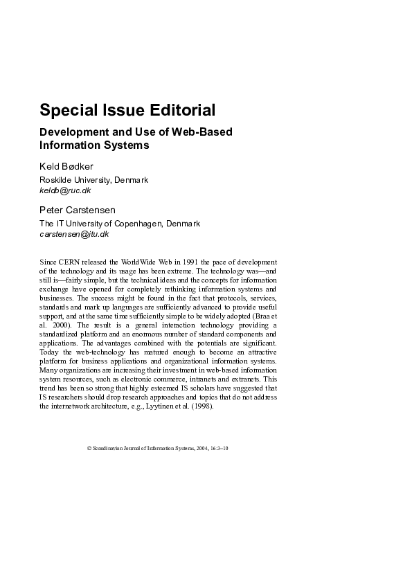 (PDF) Special Issue Editorial Development and Use of Web-Based ...