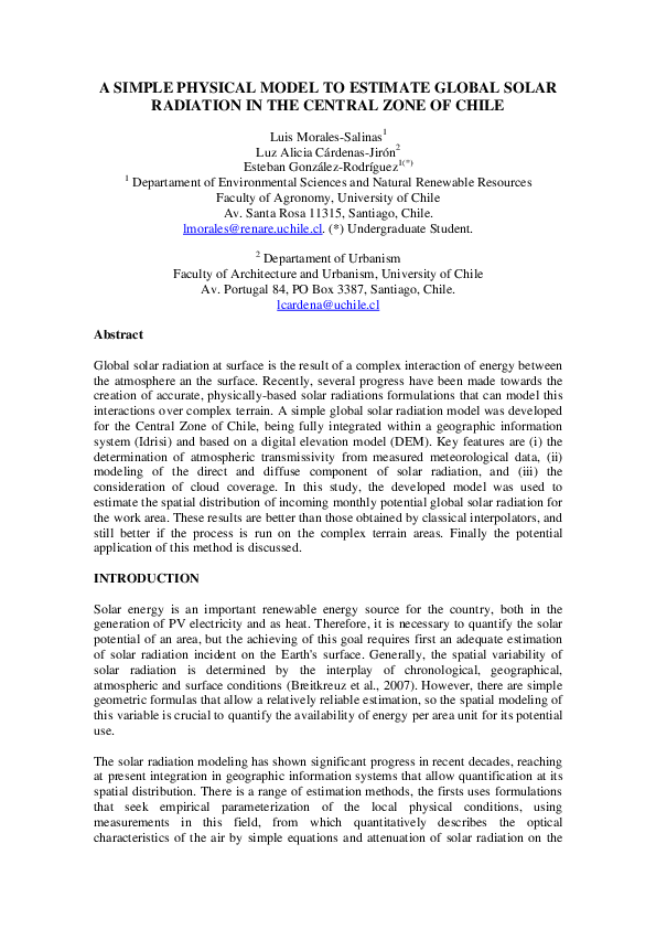 (PDF) A Simple Physical Model to Estimate Global Solar Radiation in the ...