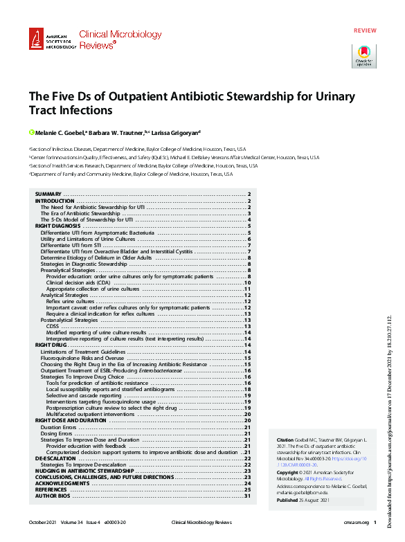 (PDF) The Five Ds of Outpatient Antibiotic Stewardship for Urinary ...