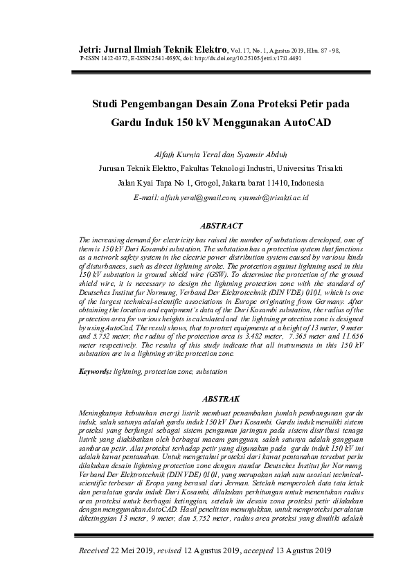 (PDF) Studi Pengembangan Desain Zona Proteksi Petir pada Gardu Induk ...