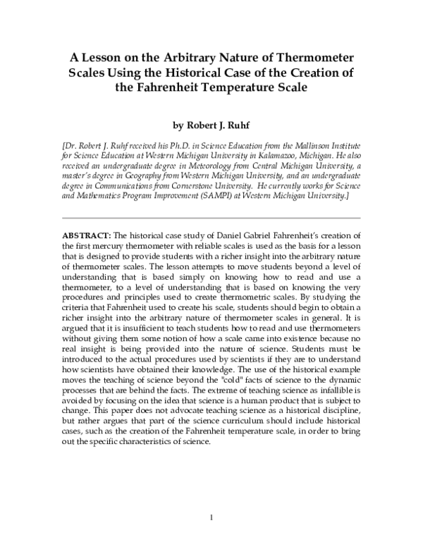 (PDF) A Lesson on the Arbitrary Nature of Thermometer Scales Using the ...