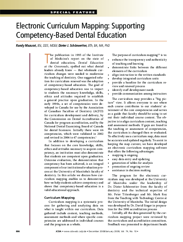 (PDF) Electronic curriculum mapping: supporting competency-based dental education