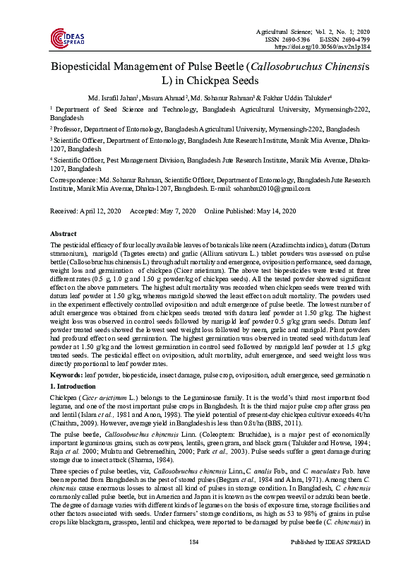 (PDF) Biopesticidal Management of Pulse Beetle (Callosobruchus ...