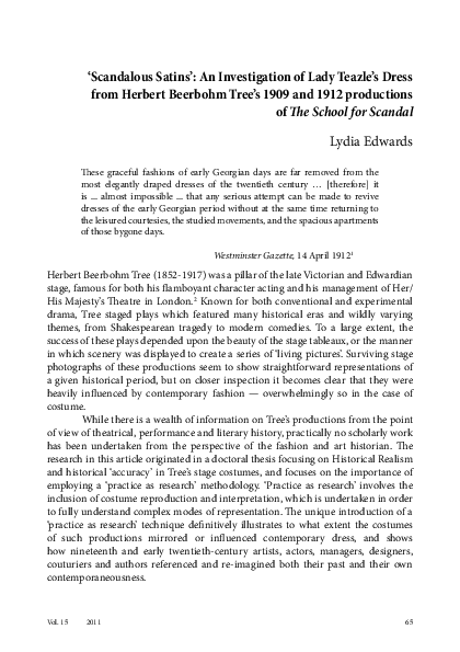 (PDF) Scandalous Satins': An Investigation of Lady Teazle's Dress from ...