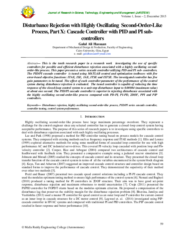 (PDF) Disturbance Rejection with Highly Oscillating Second-Order-Like Process, Part III: PI-PD ...