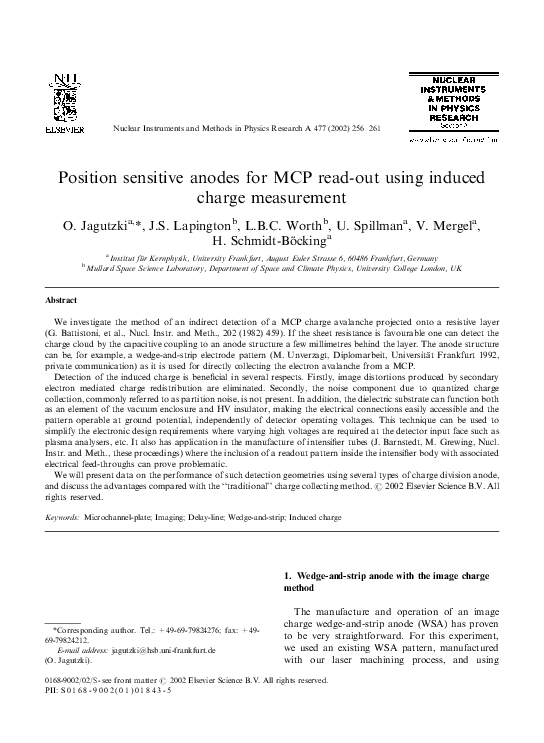 (PDF) Position sensitive anodes for MCP read-out using induced charge measurement | Liam Worth ...