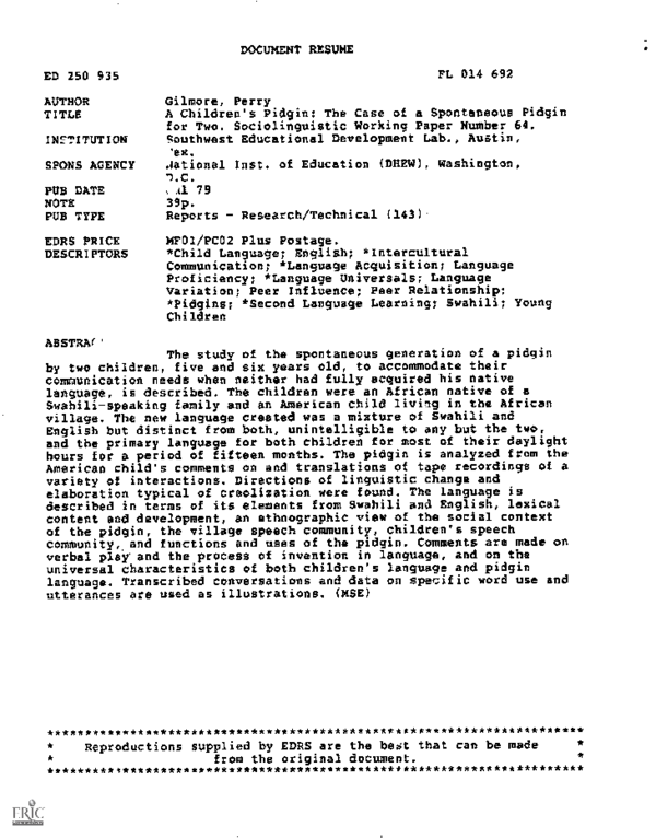 (PDF) A Children's Pidgin: The Case of a Spontaneous Pidgin for Two ...