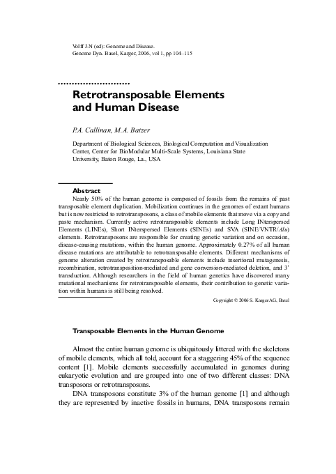 (PDF) Retrotransposable Elements and Human Disease