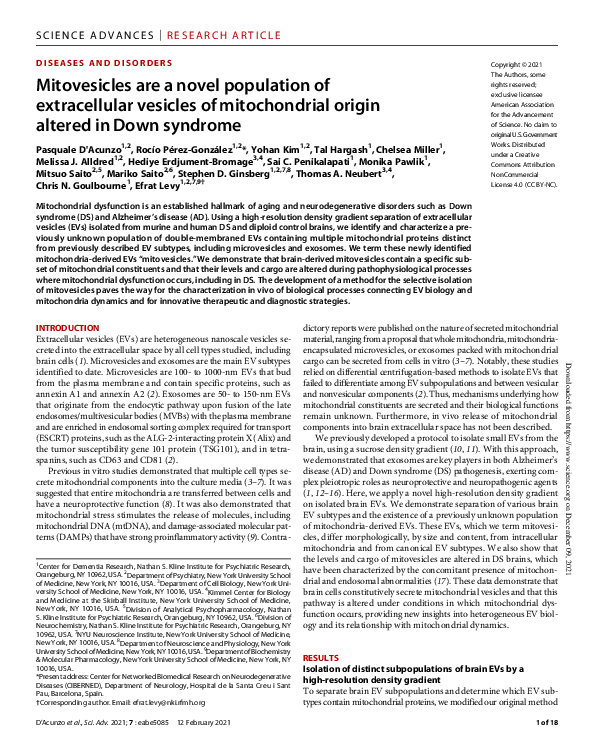 (PDF) Mitovesicles are a novel population of extracellular vesicles of ...