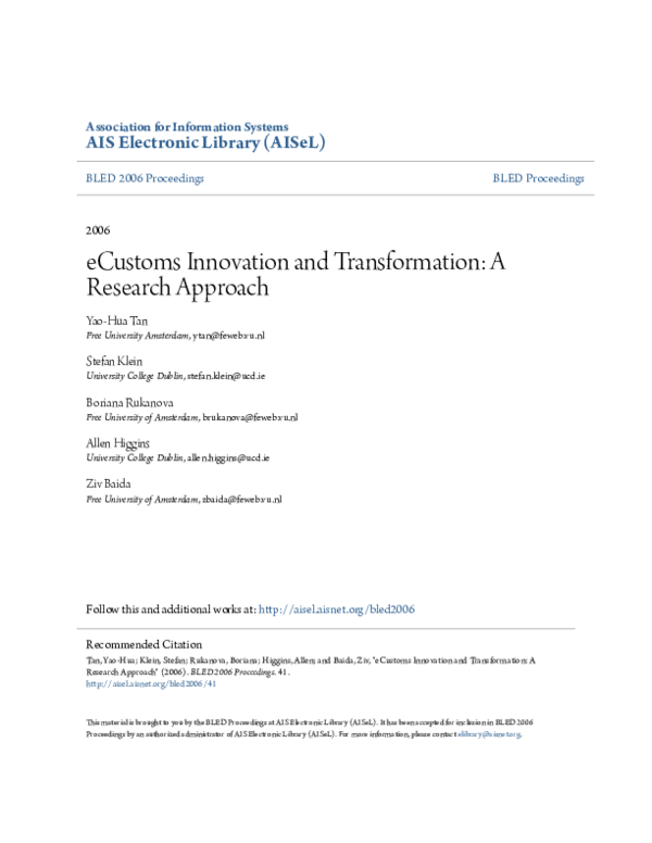 (PDF) Innovation and Transformation : A Research Approach