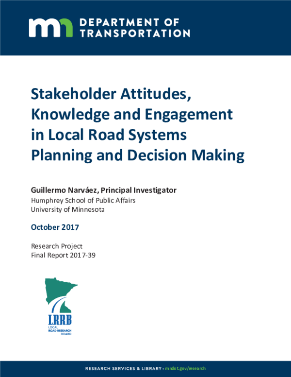 (PDF) Stakeholder Attitudes, Knowledge and Engagement in Local Road ...