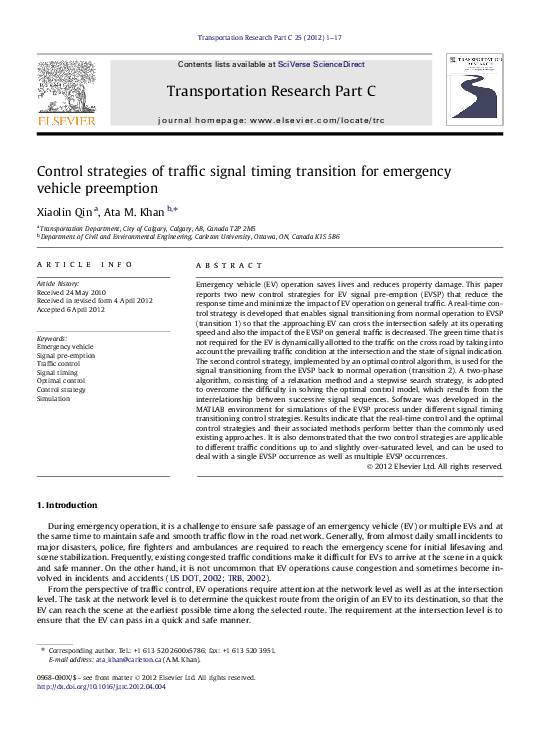 (PDF) Control strategies of traffic signal timing transition for ...