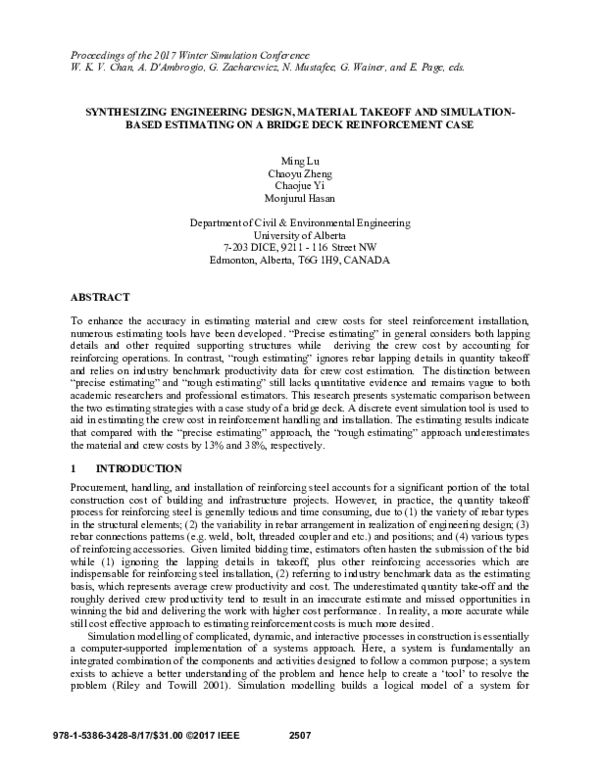 (PDF) Synthesizing engineering design, material takeoff and simulation ... (PDF) Synthesizing engineering design, material takeoff and simulation ...