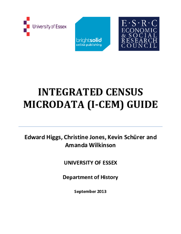 (PDF) The Integrated Census Microdata (I-CeM) Guide